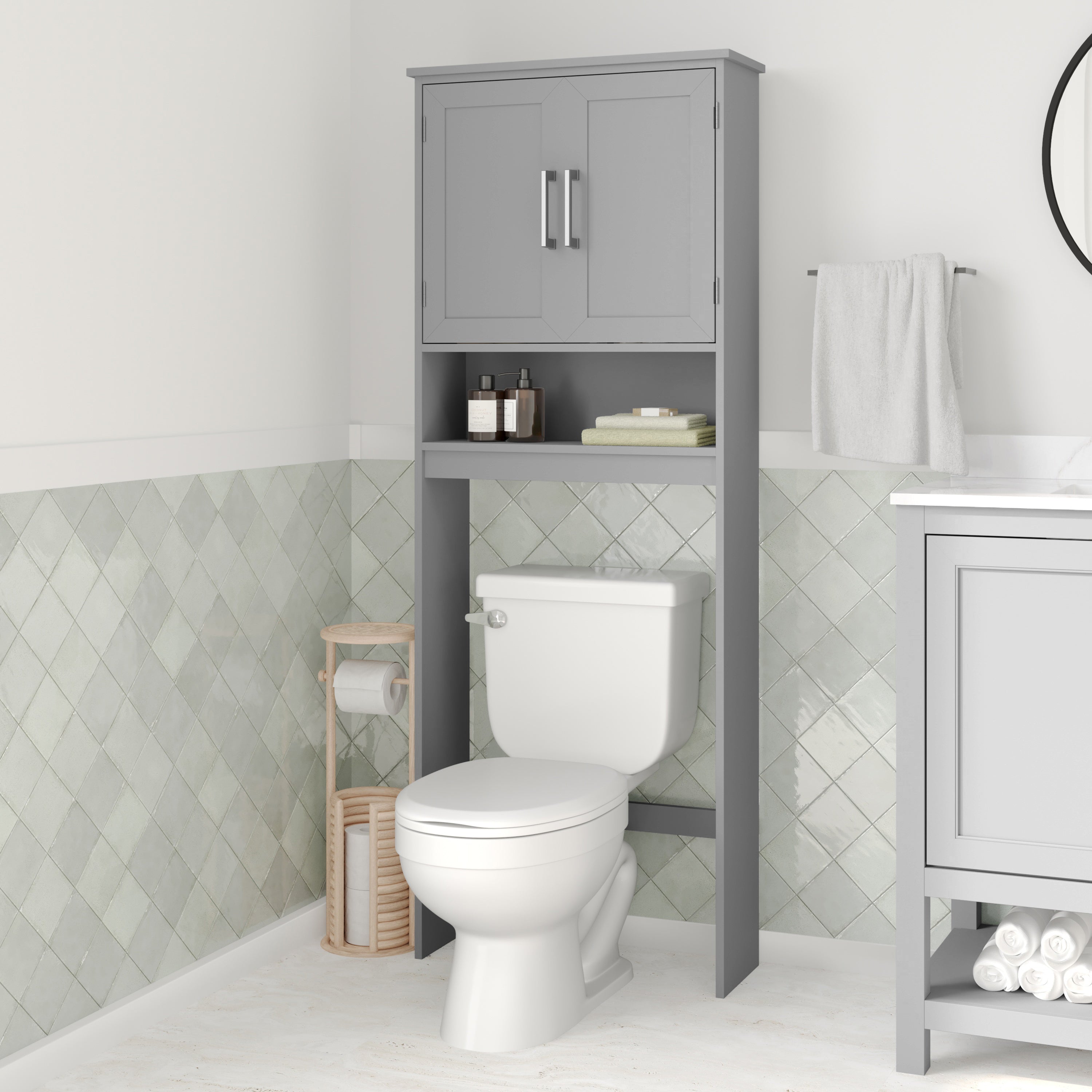 Vigo Over the Toilet Bathroom Organizer with Shelves and Magnetic Clos